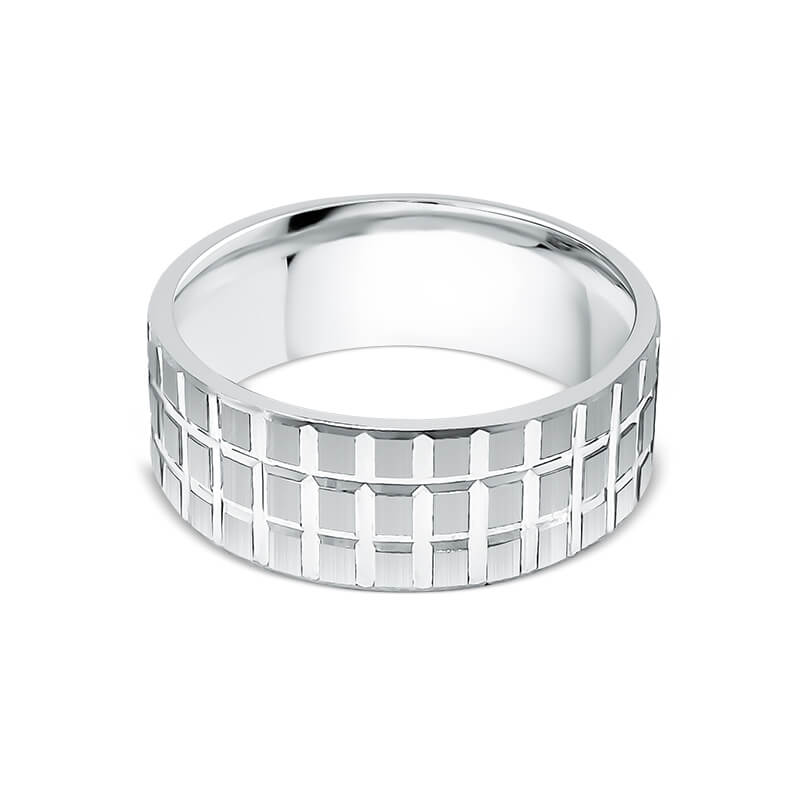 Grid Pattern Men's Wedding Ring | Solid Gold | Deltora Diamond ...