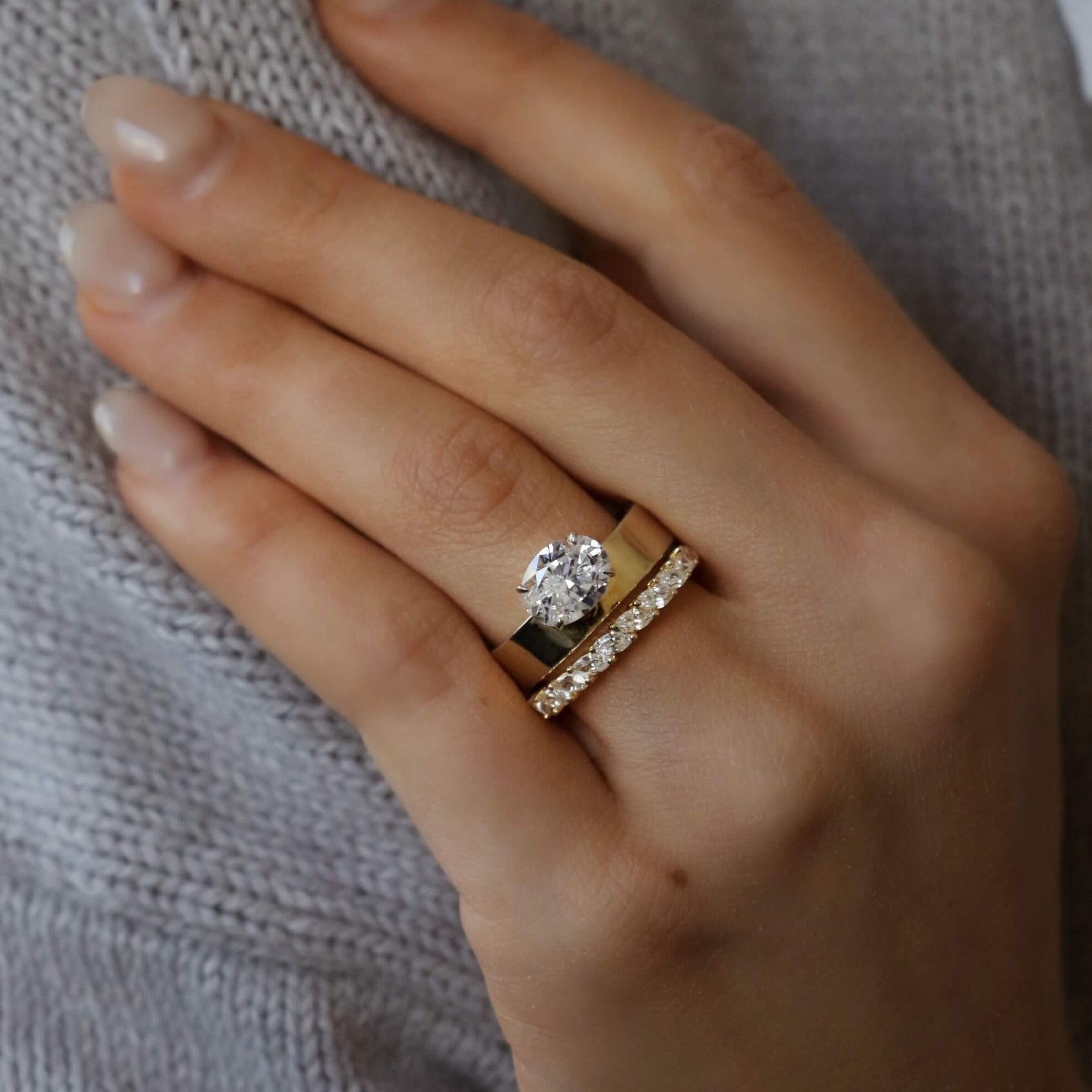 Oval Floating Solitaire Cigar Engagement Ring | East-West | Deltora Diamonds AU
