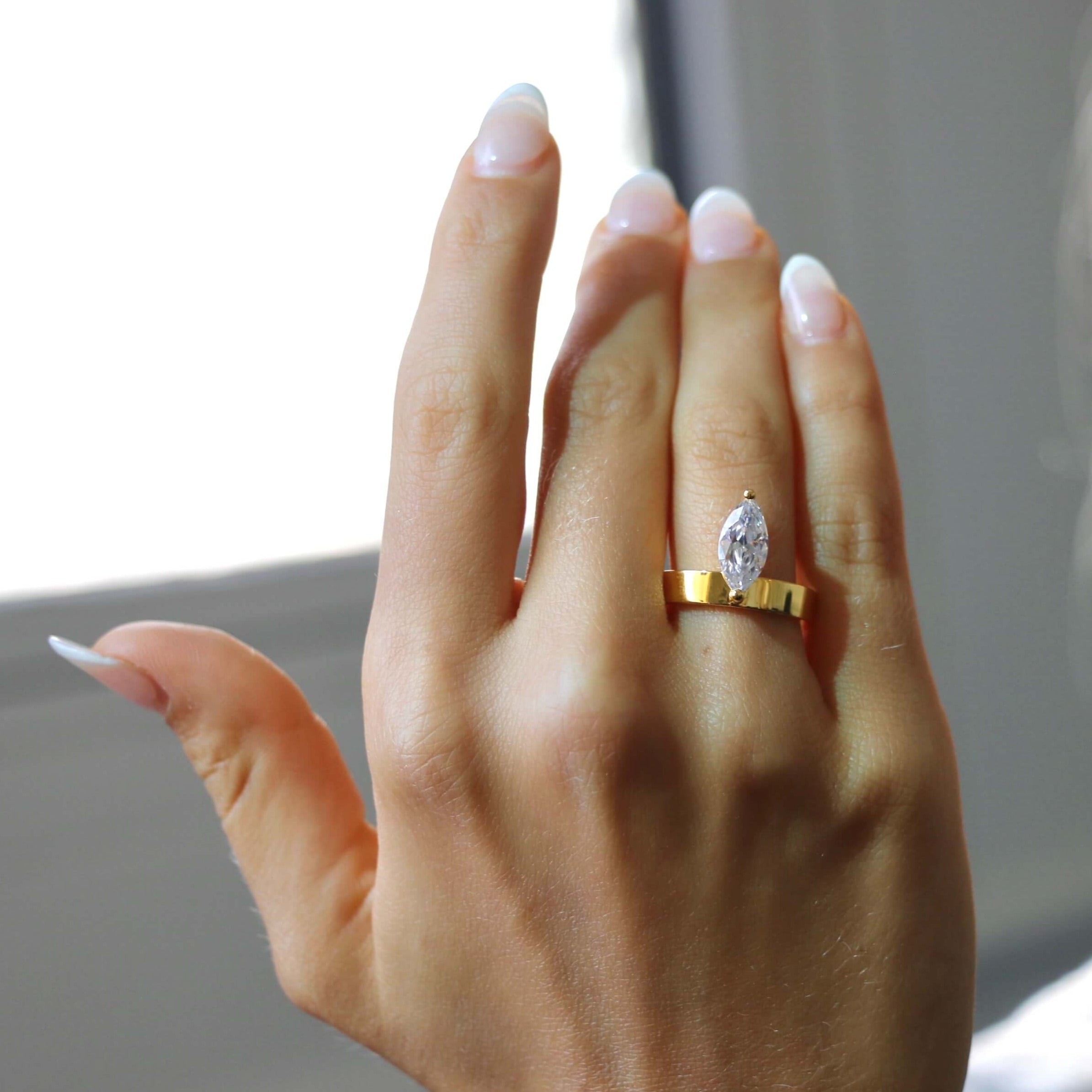 Marquise Cut Diamond Engagement Ring | Cigar Band | Deltora | Deltora Diamonds AU